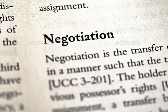 Part about Negotiation written in legal business law textbook Stock ...