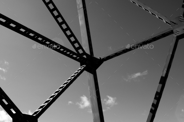 Grayscale of a metal structure in the construction site Stock Photo by ...