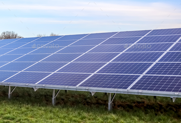 Solar modules for energy generation in a big park in Northern Europe ...