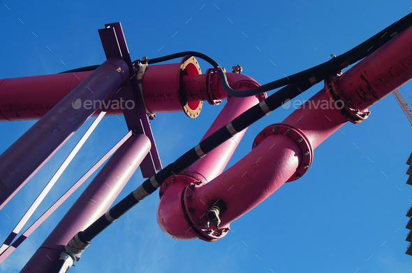 Drainage pipes of a large construction site. Stock Photo by wirestock