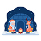 Santa and Reindeer Drinking Tea Around Campfire, Vectors | GraphicRiver