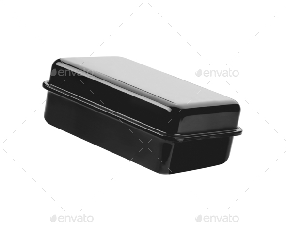 Black metal box isolated on white background Stock Photo by photobalance