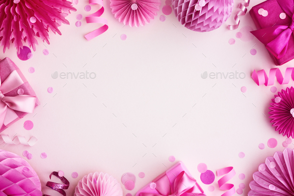 Pink party background border frame Stock Photo by RuthBlack | PhotoDune