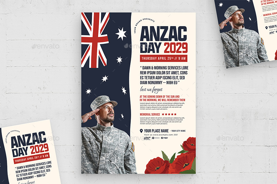 Anzac Day Flyer Template, Print Templates | GraphicRiver