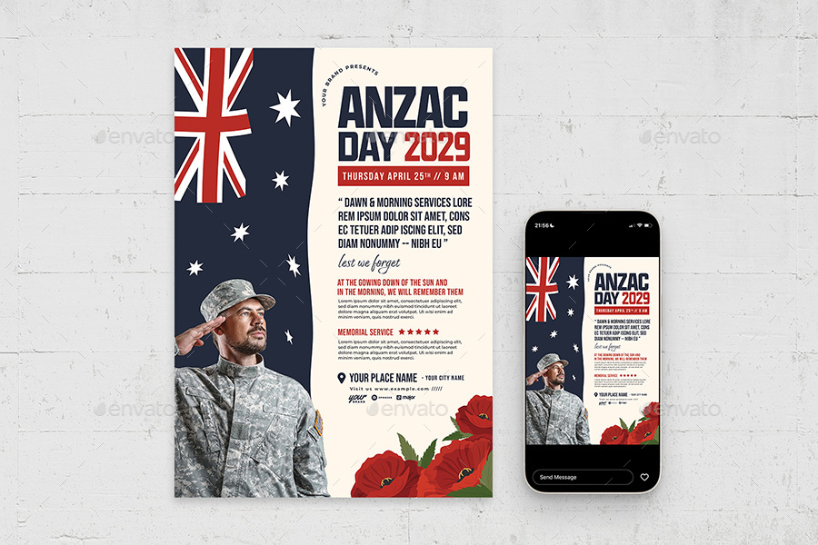 Anzac Day Flyer Template, Print Templates | GraphicRiver