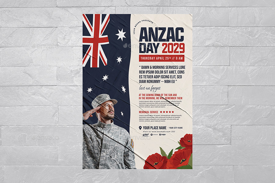 Anzac Day Flyer Template, Print Templates | GraphicRiver