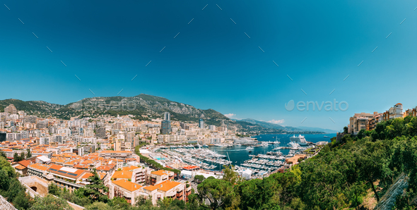 Monaco, Monte Carlo cityscape. Real estate architecture on mountain ...