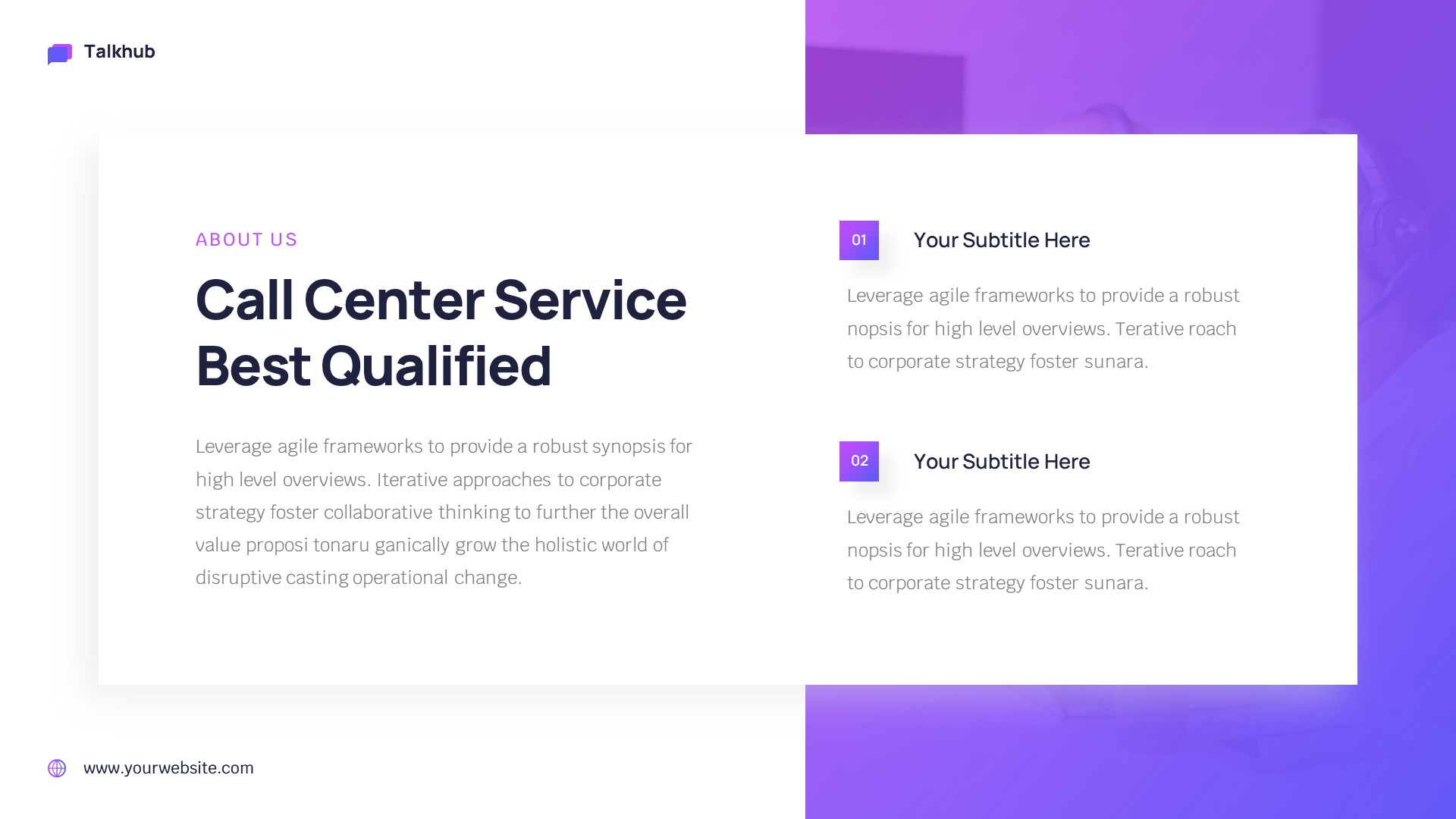 Talkhub - Call Center & Helpdesk Google Slides Template, Presentation ...