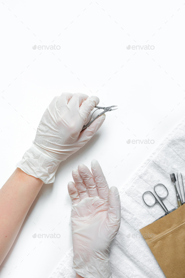 Pedicure, podologist. Patient on medical pedicure procedure, nail ...