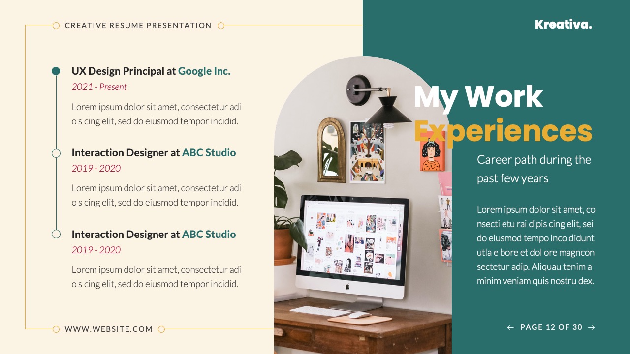 Kreativa - Creative Resume PowerPoint Template, Presentation Templates