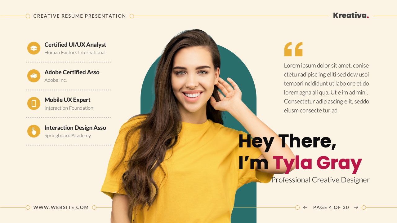 Kreativa - Creative Resume PowerPoint Template, Presentation Templates