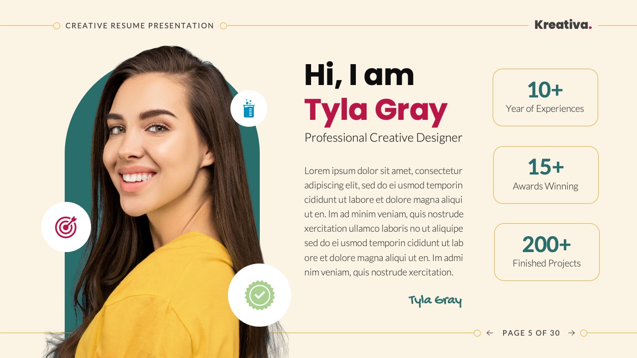 Kreativa - Creative Resume PowerPoint Template, Presentation Templates