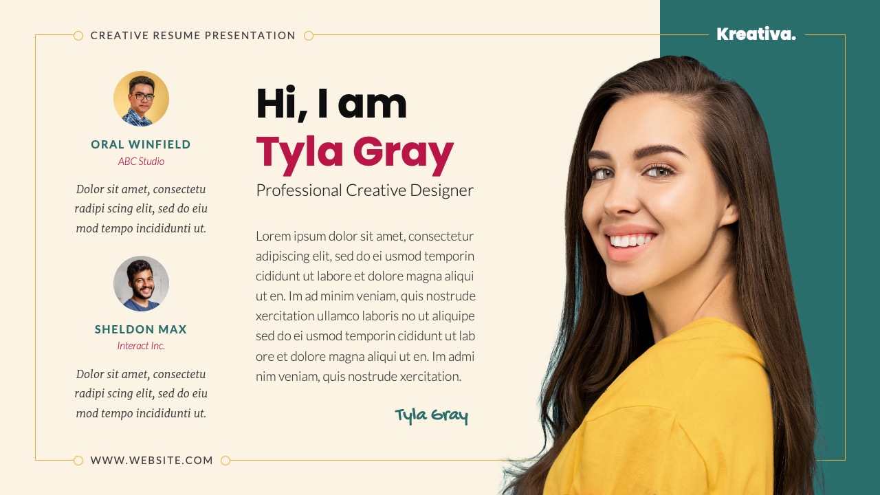 Kreativa - Creative Resume PowerPoint Template, Presentation Templates