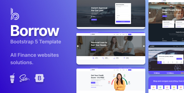 Borrow - Loan Company Responsive Website Templates by jitu | ThemeForest