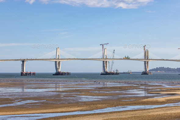 Kinmen Bridge under construction in Taiwan Stock Photo by leungchopan
