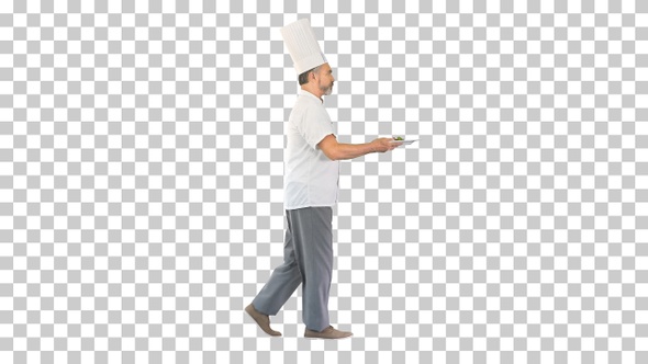 Chef walking fast with pizza, Alpha Channel, Stock Footage | VideoHive
