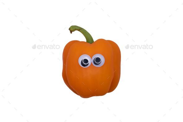 Orange Bell Pepper face with Googly Eyes Stock Photo by wirestock ...
