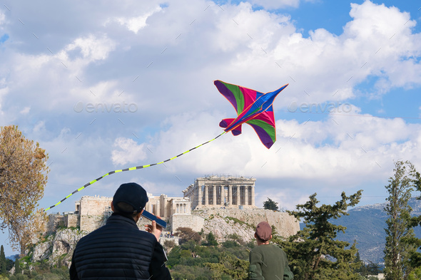 Kites over the Acropolis, Athens, Greece Stock Photo by wirestock ...