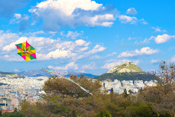 Kites over the Acropolis, Athens, Greece Stock Photo by wirestock ...