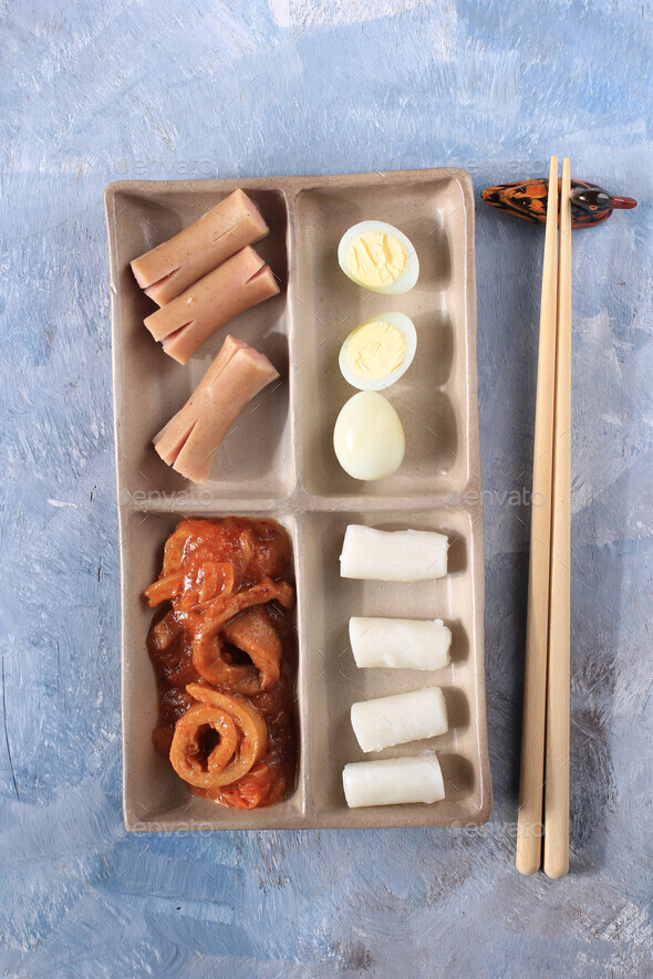 Topokki or Tteokbokki is Stir-fried Rice Cake with Vegetables and Fish ...