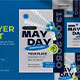 Blue 3D May Day Flyer Set, Print Templates | GraphicRiver