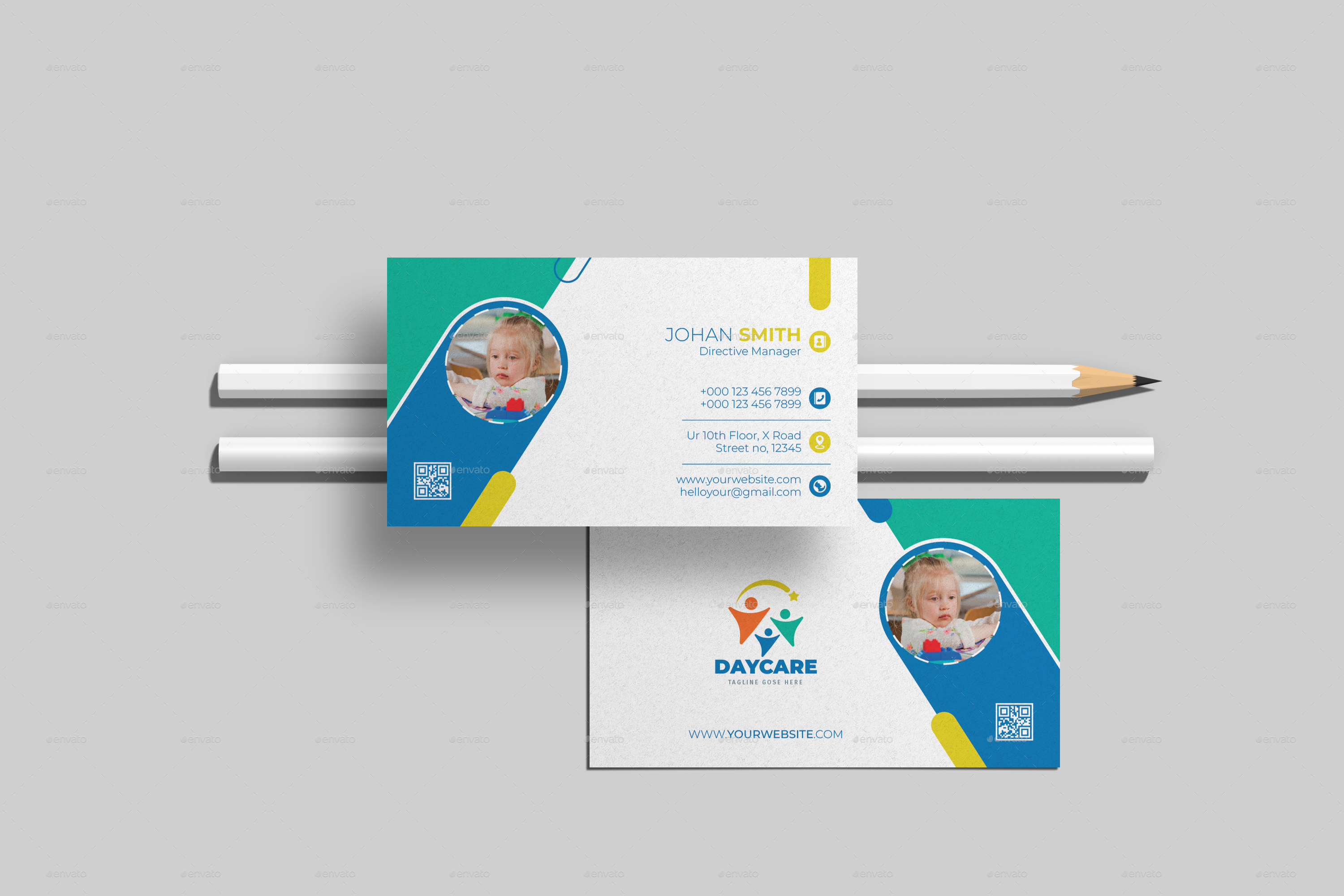 Daycare Business Card Design Template, Print Templates | GraphicRiver