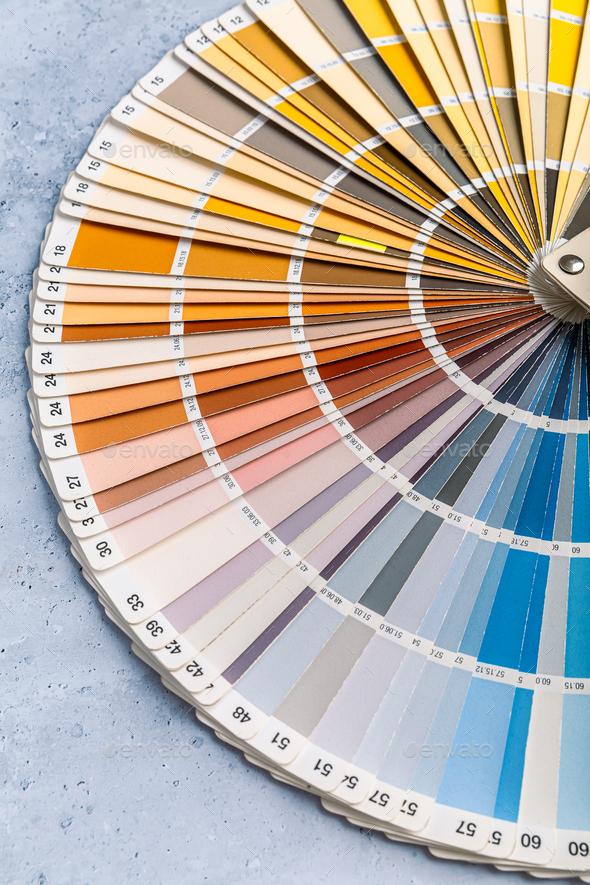 Industrial color palette guide of paint samples catalog Stock Photo by ...