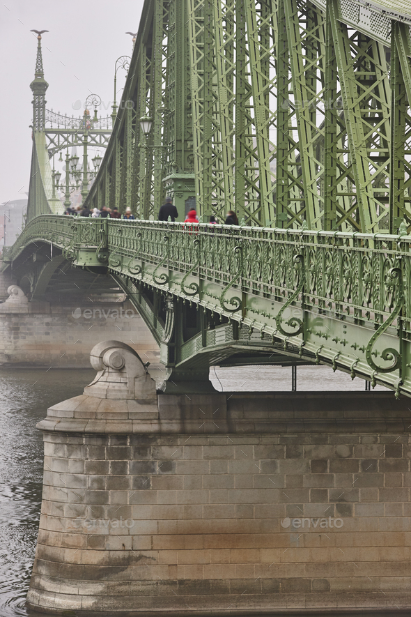 Liberty iron bridge. Danube river in Budapest city center. Hungary ...