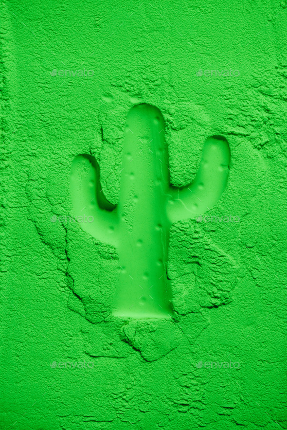 top view of cactus shape in green powder texture Stock Photo by ...