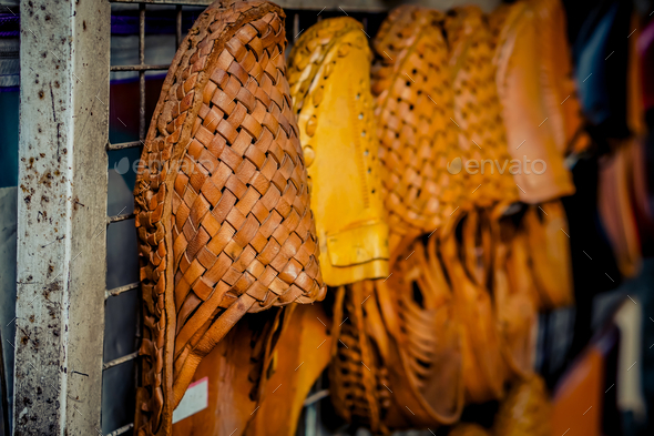 Traditional footwear from Kolhapur, India, Kolhapuri Chappal Stock ...
