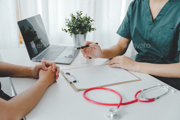 portrait of a female doctor She is recommending medications and ...