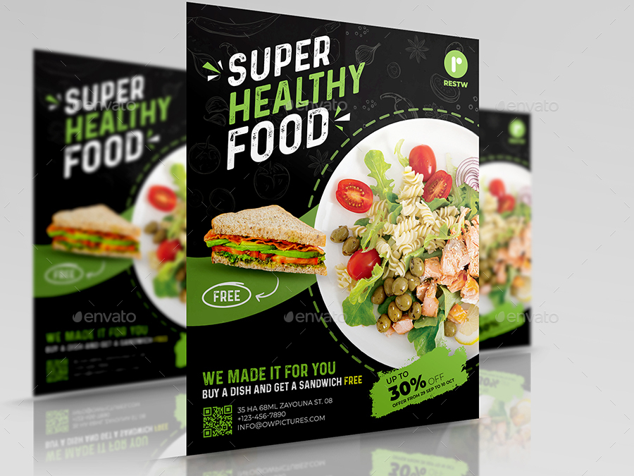 Healthy Food Flyer Template, Print Templates | GraphicRiver