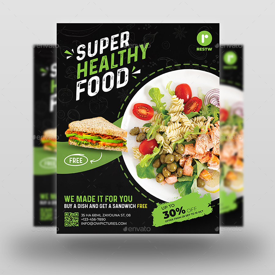 Healthy Food Flyer Template, Print Templates | GraphicRiver