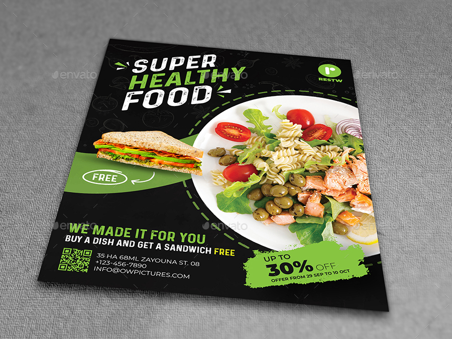 Healthy Food Flyer Template, Print Templates | GraphicRiver
