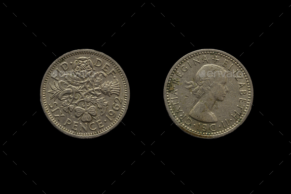 British pound penny coin obverse and reverse depicting queen Elisabeth ...
