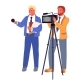 TV Reporter with Microphone and Operator Vector, Vectors | GraphicRiver