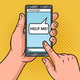 Help Me Message in Phone Pop Art Vector, Vectors | GraphicRiver