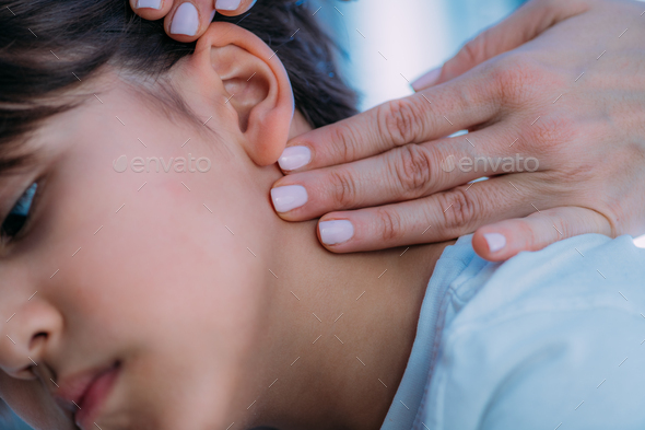 Pediatrician Endocrinologist Examining Lymph Nodes of a Preschooler Boy ...
