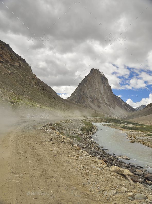 A beautiful sacred Mount Gumbok Rangan (Gonbo Rangjon) with flowing ...
