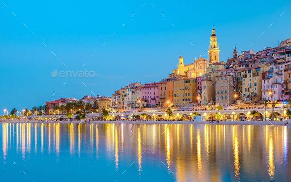 View on old part of Menton, Provence-Alpes-Cote d'Azur, France Europe ...
