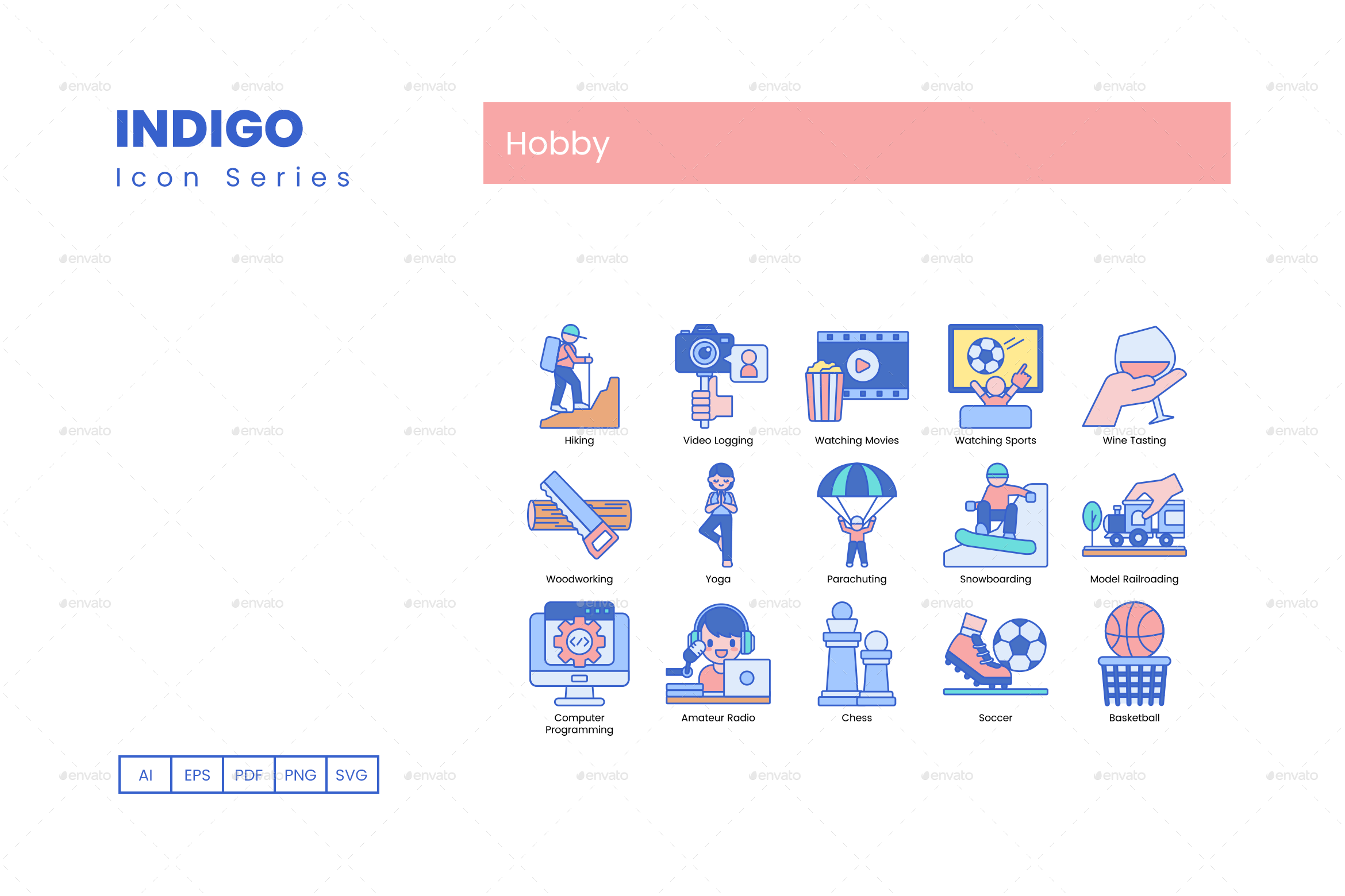 90 Hobby Icons | Indigo Series, Icons | GraphicRiver