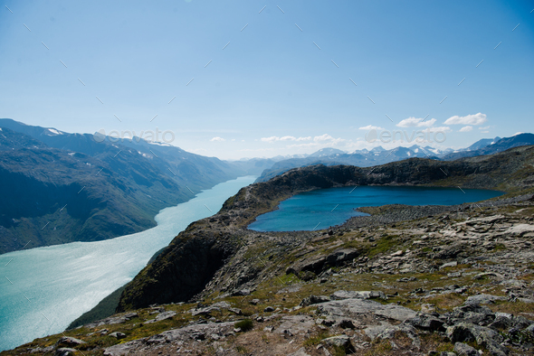 Besseggen ridge over Gjende lake in Jotunheimen National Park, Norway ...