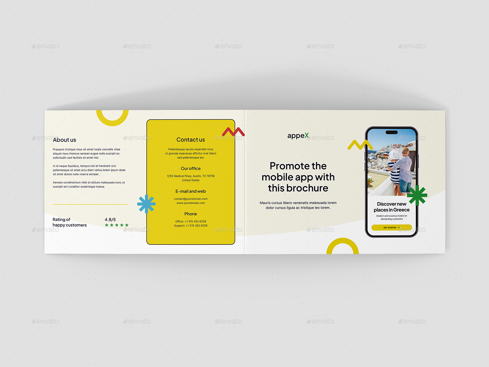 Promo App Brochure Bi-Fold A5 Landscape Template, Print Templates ...