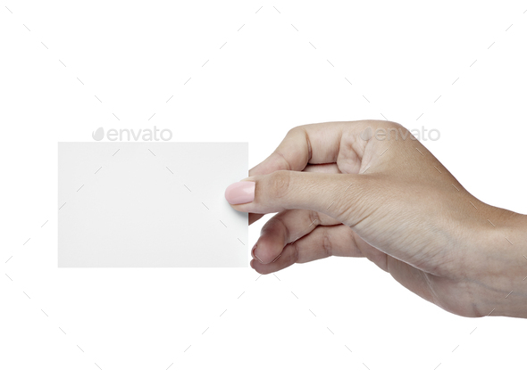 note paper card blank sign hand holding woman female greeting empty ...
