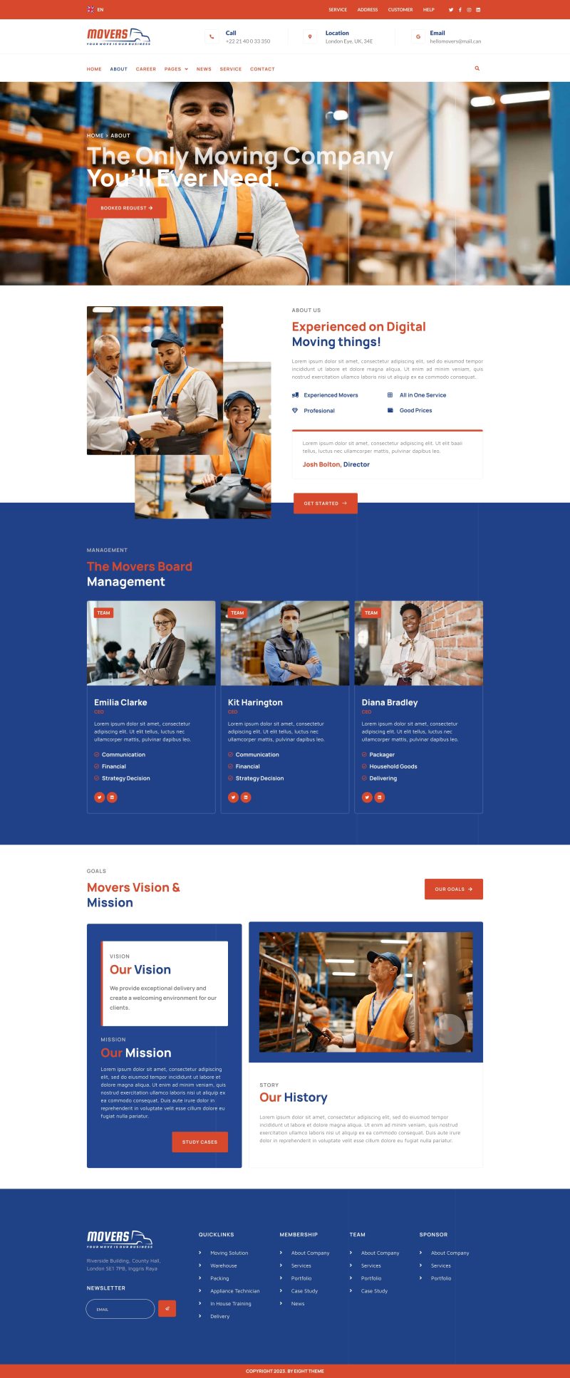 Movers - Moving Company Website Elementor Template Kit by Design_8