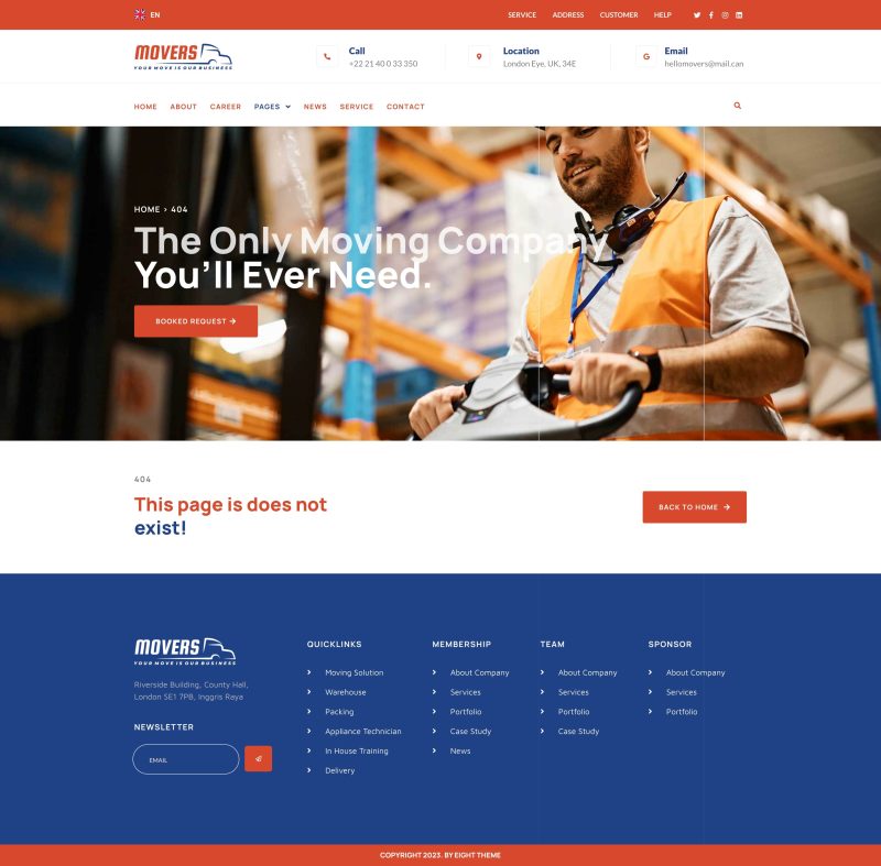Movers - Moving Company Website Elementor Template Kit by Design_8