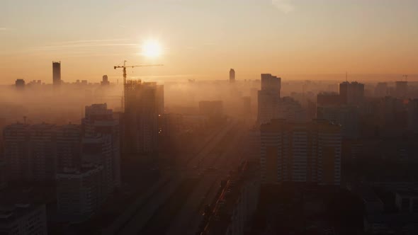 Smoke Over the City at Dawn, Stock Footage | VideoHive