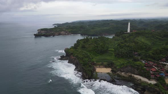 Aerial view of the lighthouse in Indonesian beach, Stock Footage ...