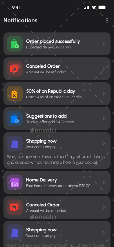 Nourish Food Delivery Mobile App UI Kit, Web Elements | GraphicRiver