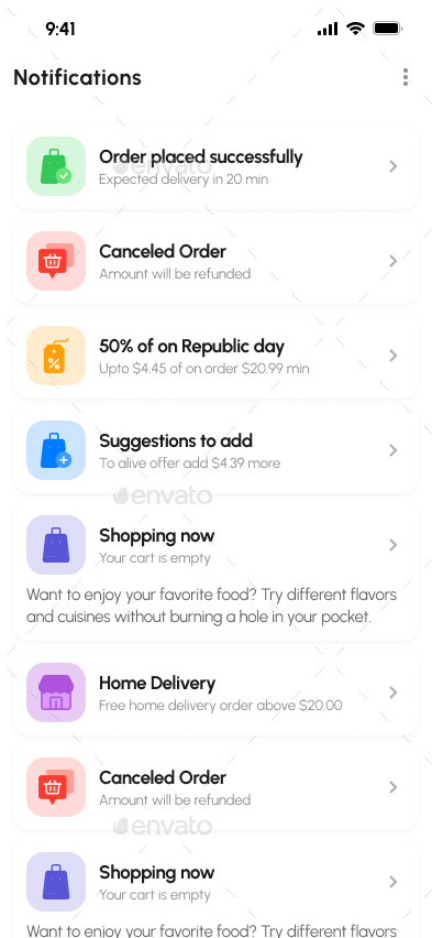 Nourish Food Delivery Mobile App UI Kit, Web Elements | GraphicRiver